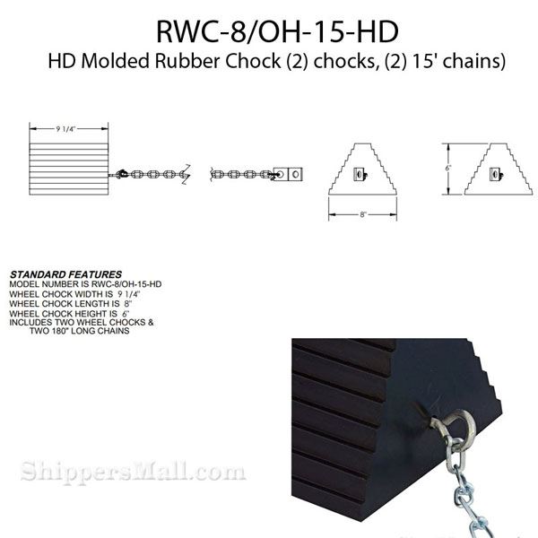 Molded Rubber Wheel Chock Chain Hanger 8 In. x 11 In. x 6 In. Black ...