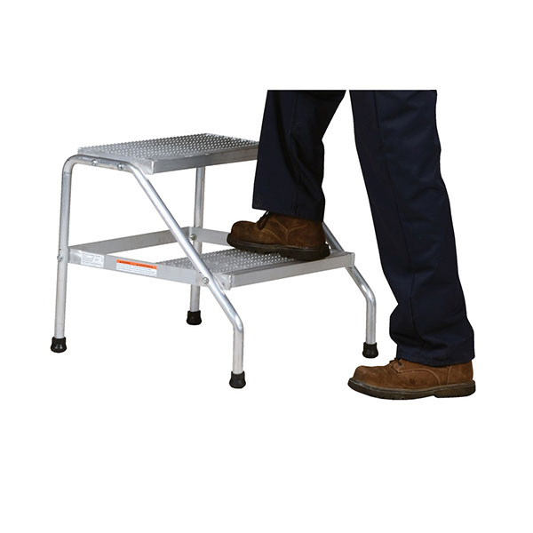 Aluminum 2 Step Knock Down Stand 500 Lb. Capacity Silver|Shippers Mall