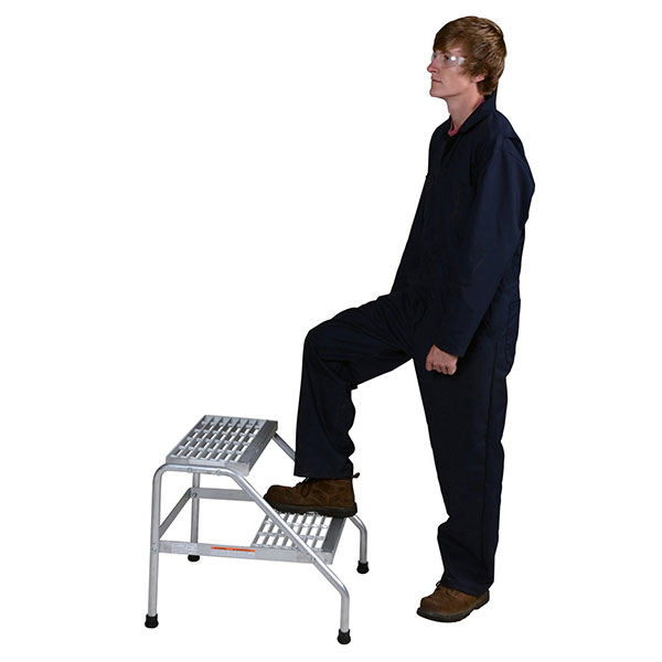 Aluminum 2 Step Knock Down Stand 500 Lb. Capacity Silver|Shippers Mall